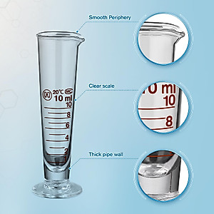 Baluue Graduated Cylinder 10mL Glass Measuring Cup With Spout Wide Mouth, Conical Beaker Liquid Dispenser Measuring Cylinder Experiment Tool for Science Teaching