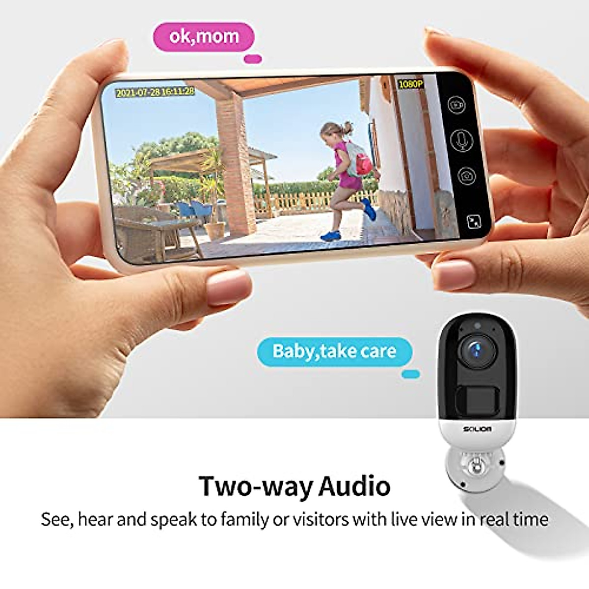 SOLIOM Security Camera Outdoor Wireless Battery Powered,1080P WiFi Indoor Home System with IP67 Waterproof,Night Vision,2-Way Audio,Siren Alarm,Motion Sensor,Schedulable Working Time B06