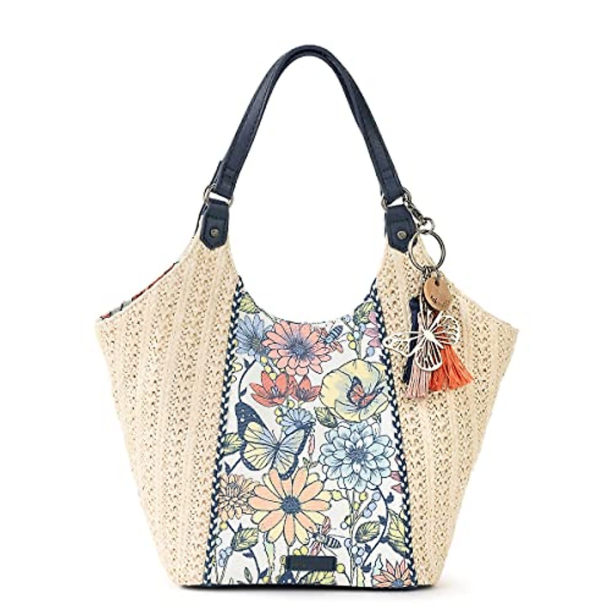 Sakroots Roma Straw Small Shopper, Multi in Bloom