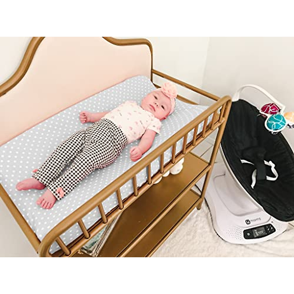 Changing Pad Cover – Premium Baby Changing Pad Covers 4 Pack – Boy or Girl Changing Pad Cover – Pure Jersey Machine Washable Grey and White Changing Table Cover – Diaper Changing Pad Cover Sheets