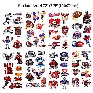 HOWAF 100+PCS American Football Temporary Tattoos, Super Bowl Fake Tattoos for Kids Adults, Rugby Face Tattoos Stickers for Sports Football Fans Favors, Waterproof Body Tattoos for Football Event Party Supplies