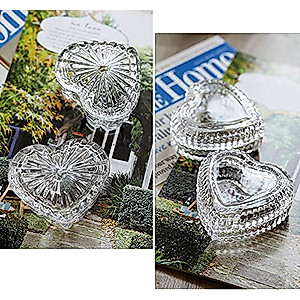 RockTrend Heart-Shaped Glass Storage Box Embossed Jewelry Box with Lid