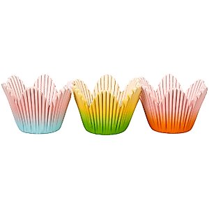 72 Ct Spring Easter Flower Petal Baking Cups Ombre