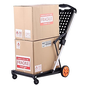 VEVOR Multi Use Functional Collapsible Cart, 198 lbs Capacity 2-Tier Folding Shopping Cart with Wheels, Collapsible Utility Cart with Storage Crate, 2 in 1 Hand Truck for Grocery/Luggage/Moving/Office