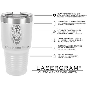 LaserGram 30oz Vacuum Insulated Tumbler Mug, Railroad Crossing Sign 1, Personalized Engraving Included (White)