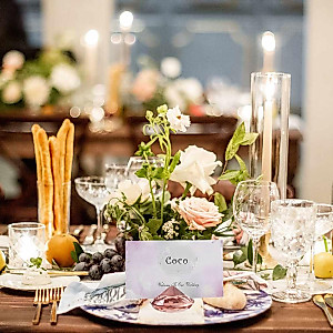 AiFanS Diamond Place Card Holders, Rose Gold Table Number Holders (12Pcs) - Elegant Acrylic Crystal-Like Design for Weddings and Events