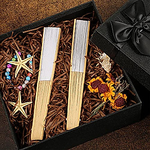70 Pieces White Paper Hand Fan Bamboo Folding Fan DIY Paper Fan Bamboo Paper Wooden Fan Foldable Wedding Fan for Dancing Photo Props Wall Decoration Wedding Accessories