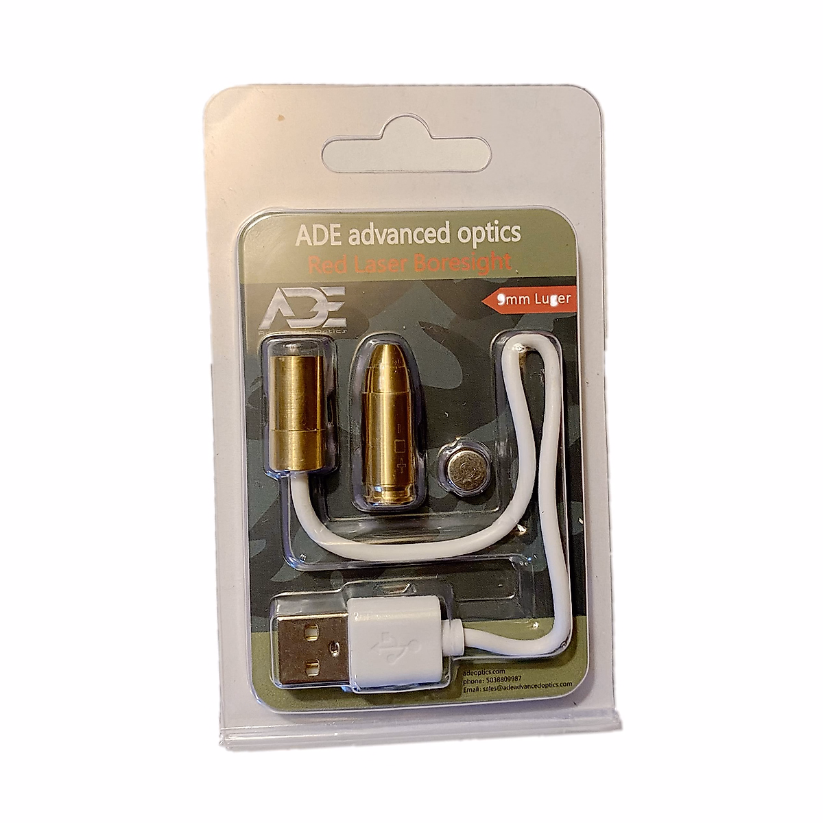 Ade Advanced Optics RED Laser 9MM RECHARGEABLE Bore Sight Boresighter Laser Boresight for 9mm handgun pistol