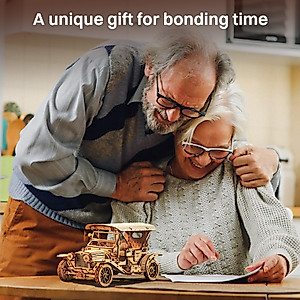 ROKR 3D Wooden Puzzle Model Car Kits to Build for Adults, 1:15 Scale Vintage Car Model Building Kit 298pcs Wood Craft Hobby Gift for Teens Men Women Christmas