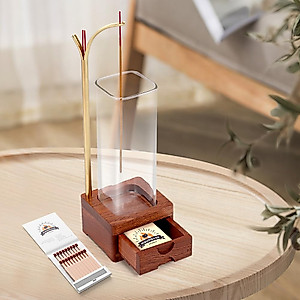 Eniffbaa Incense Burner Upgraded Incense Holder for Sticks [Anti-Ash Flying] with Removable Glass Ash Catcher Stick Storage Upgraded Incense stick Holder with Drawer Ornament Home Decor