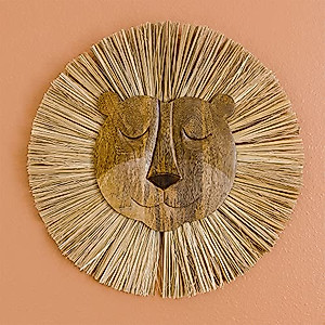 Crane Baby Safari Nursery and Toddler Room Décor, Wooden Animal Wall Décor for Boys and Girls, Lion, 21" x 21"