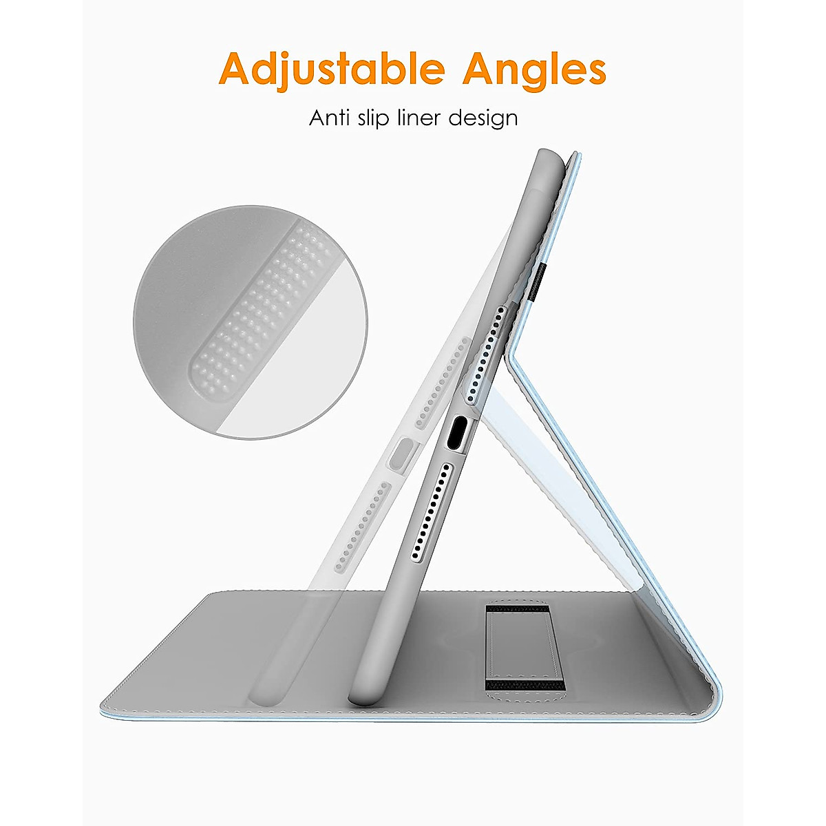 DTTO for iPad 9.7 Inch 5th/6th Generation 2018/2017 Case with Apple Pencil Holder, Premium Leather Folio Stand Cover Case for Apple iPad 9.7 inch, Also Fit iPad Pro 9.7/Air 2/Air - Ice Blue