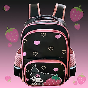Fiohiof Teen Kids Backpacks for Girls Cartoon Cute 15 Inches Laptop Backpacks Kawaii backpack Travel Bags Book Bag(Black)