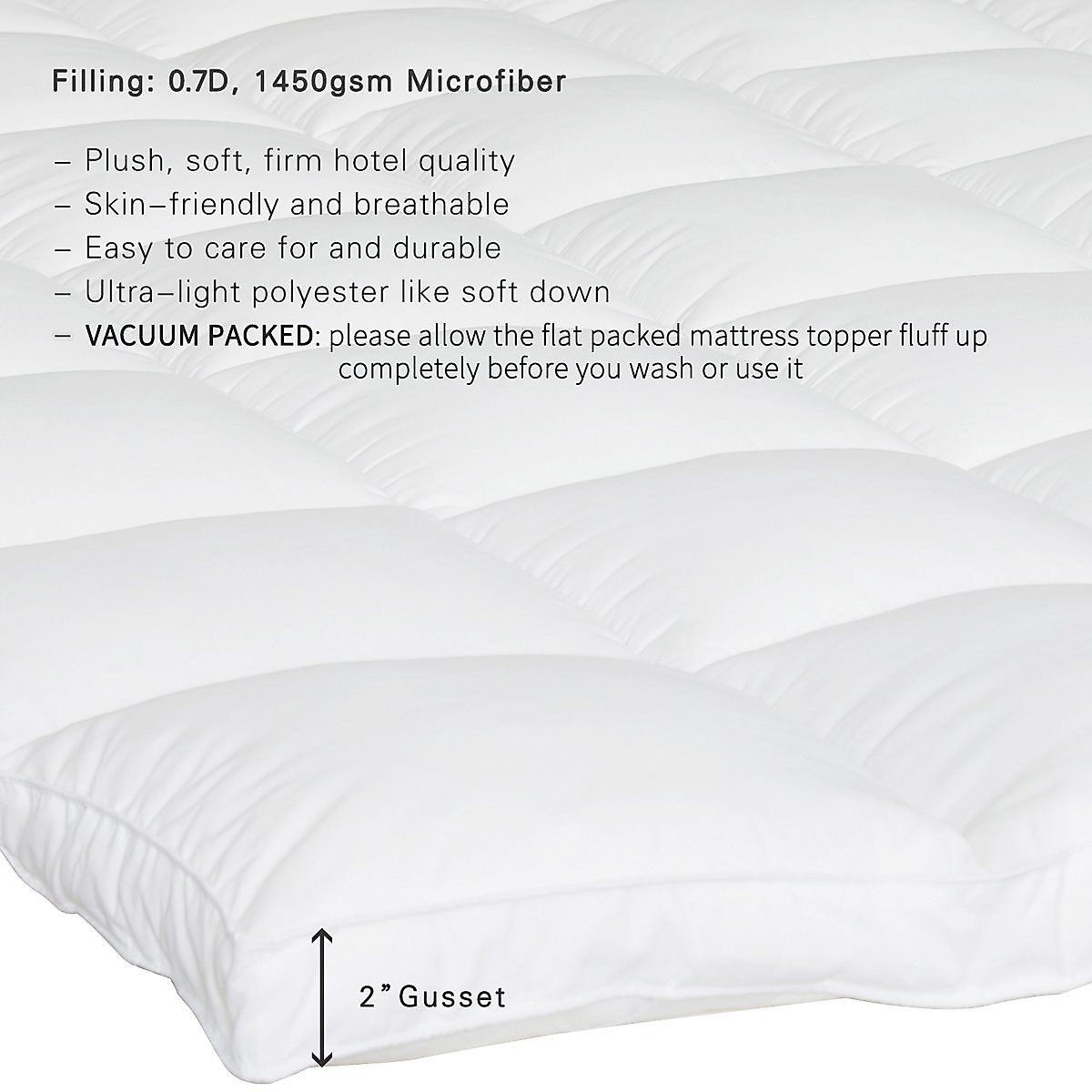 SUFUEE King Mattress Topper Down Alternative Overfilled 2" Thick Mattress Pad Soft Fluffy and Warm Mattress Cover Hotel Quality Pillow Top