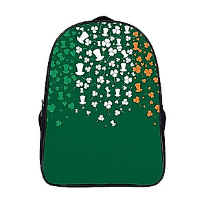 St Patricks Day Ireland Flag 16 Inch Backpack Lightweight Back Pack with Handle and 2 Compartments Daypack Funny Prints Design Laptop Bag