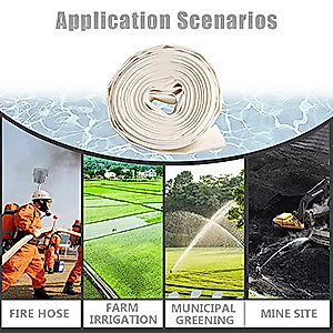 QuQuyi 1" x 62 FT Heavy Duty Reinforced PVC Swimming Pool Backwash Hose, General Purpose Lay-Flat Water Discharge pipe for Water Transfer Applications, White