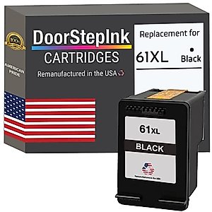 DoorStepInk Remanufactured in The USA Ink Cartridge Replacements for HP 61XL (1 Black) 61 XL High Yield Inkjet for DeskJet 1010 1011 2544 Envy 4503 5530 OfficeJet 2620 4634 4635