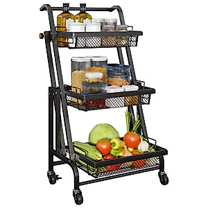 KTSCFS Kitchen Trolley Storage Rack Multilevel Storage Rack Parallel Folding Storage Trolley