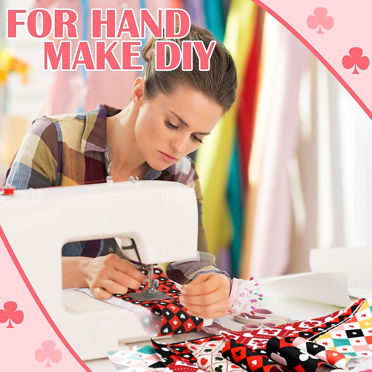 40 Pcs Floral Cotton Fabric Patchwork Roll Cotton Quilting Fabric Roll up Cotton Fabric Quilting Strips 2.55 Inch Precut Patchwork Roll for Craft Sewing DIY Crafts (Poker Heart)