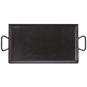 Lodge CRSGR18 Carbon Steel Griddle, Pre-Seasoned, 18-inch & SCRAPERPK Durable Pan Scrapers, Red and Black, 2-Pack