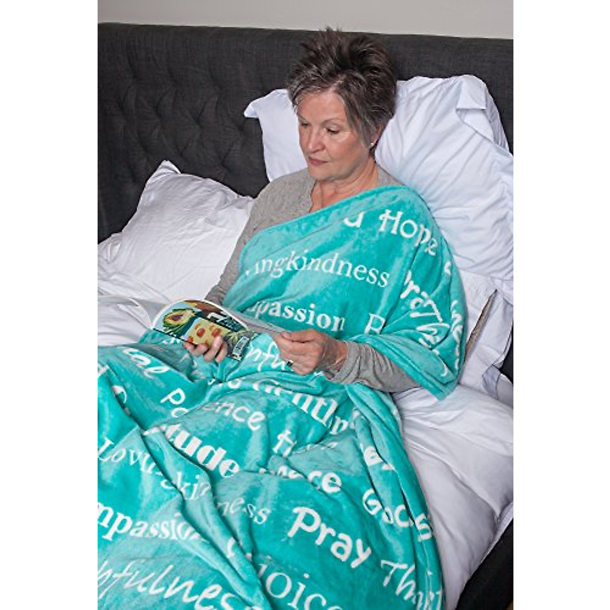 BlankieGram Christian Blanket - “Faith” Plush Throw Blanket - Inspired Gifts Ideas for The Entire Family, Comfort Gifts, Teal