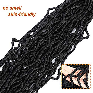 SamBraid 24 Inch 7 Packs New Soft Locs Crochet Hair for Black Women, for Natural Butterfly Locs Style Crochet Hair, Black Curly and Pre -Looped Faux Locs Crochet Hair (24 Inch, 7Packs, 1B)