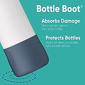 Owala FreeSip Insulated Stainless Steel Water Bottle with Straw for Sports and Travel, BPA-Free, 24-Ounce, Grayt & Silicone Water Bottle Boot, Anti-Slip Protective Sleeve Cover, Black