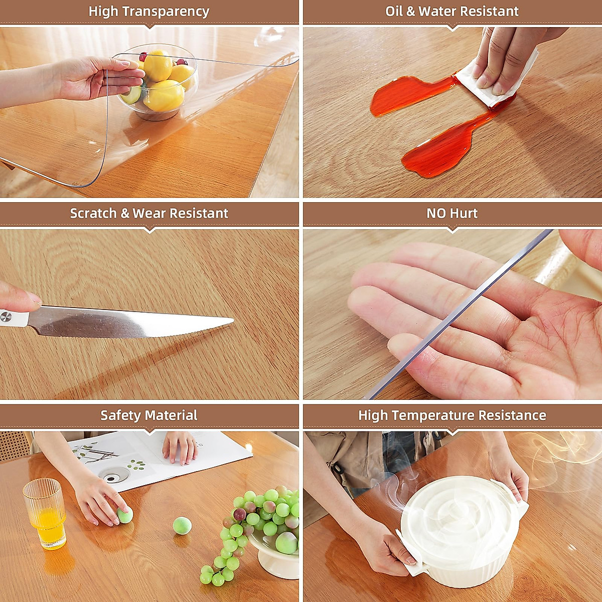 Warmstar Clear Table Cover Protector 24 x 48 Inch, 2mm Thick Plastic Table Cover Rectangle,PVC Clear Table Protector,Desk Protector Mat for Kitchen, Dresser, Writing Desk，Dining Room Table