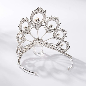 S SNUOY Prom Princess Crown Pearl Tiara Rhinestone Tiara Pageant Queen Crown Wedding Hair Jewelry