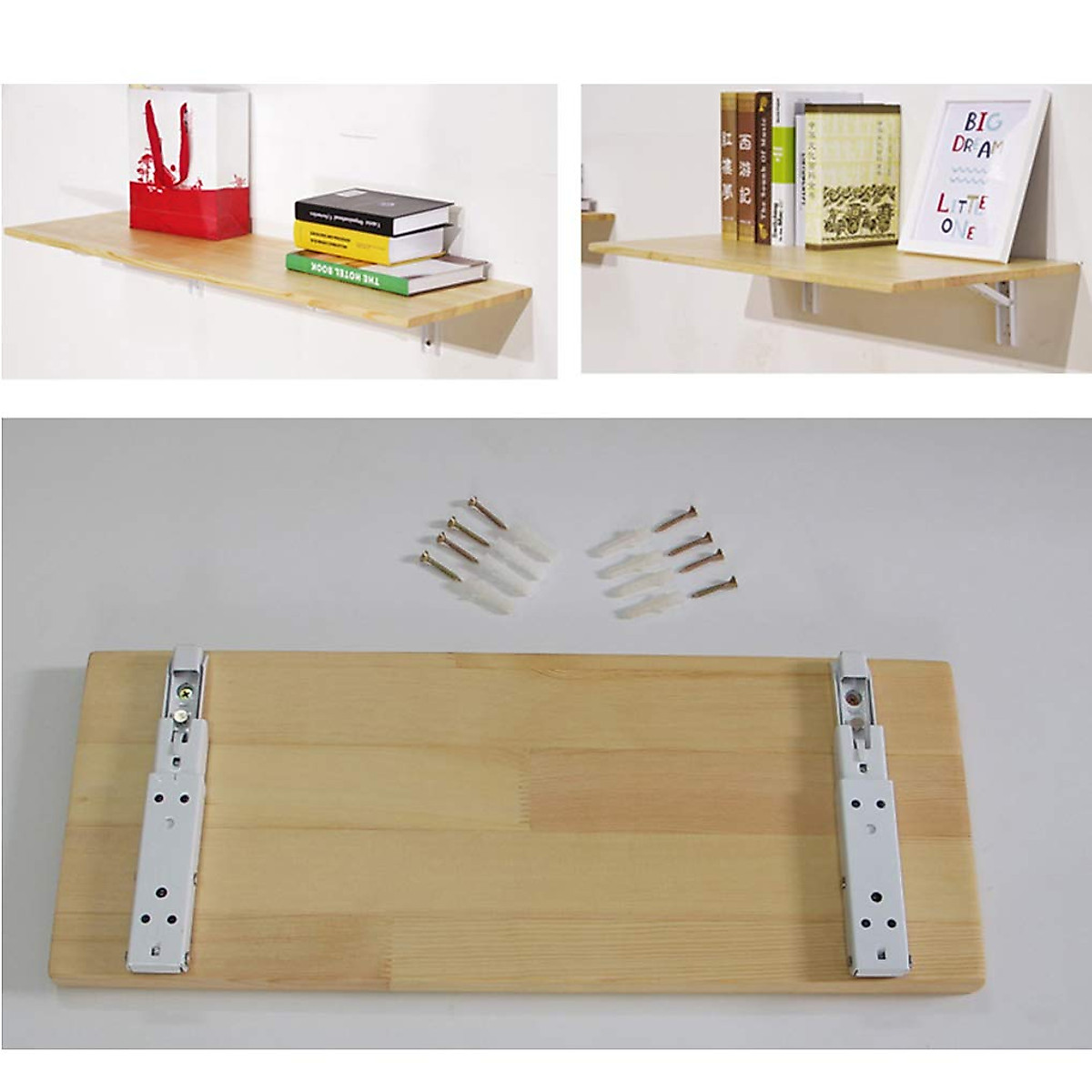 YNAYG Folding Wall-Mounted Table Wall-Mounted Folding Table Multi-Function Wall Mount Laptop Desk Writing Desk Home Office Computer Desk,Solid Wood,Paint Free,Size Optional