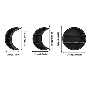 PUXING Hanging Wooden Shelf, Wall Mounted Floating Moon Shelves, Home Wall Decor for Living Room Bedroom Bathroom Kitchen