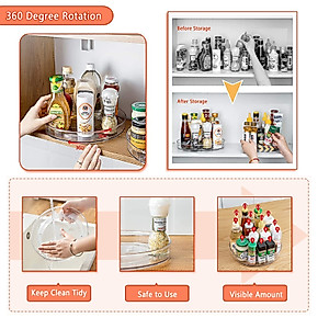 Roninkier Clear Plastic Lazy Susan - Turntable Organization Storage for Kitchen, Bathroom, Office, Bedroom, Living Room, 2-Pack 11-Inch and 1-Pack 11-Inch 2-Tier