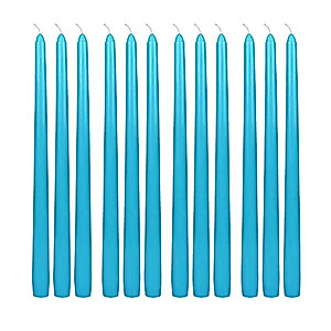Zest Candle 12-Piece Taper Candles, 12-Inch, Turquoise