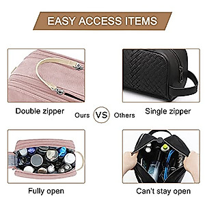 BAGSMART Toiletry Bag for Women, Cosmetic Makeup Bag Organizer, Travel Bag for Toiletries, Dopp Kit Water-resistant Shaving Bag for Accessories, Pink-Medium