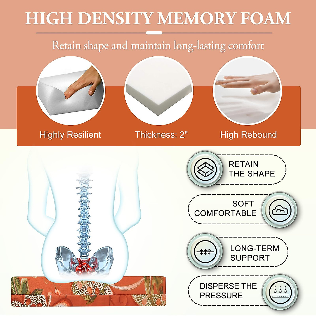 Wellsin Outdoor Chair Cushions for Patio Furniture - Outdoor Cushions for Chairs - Waterproof Patio Chair Cushions Set of 4, 18.5"X16"X3", Flower Red