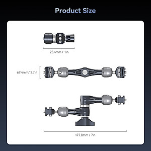 SmallRig 7" Rosette Magic Arm, Camera Monitor Mount, Articulating Arm with 1/4"-20 Screws and Anti-Twist Pins, Max Load Capacity 3.5kg Friction Arm, for Cameras, Monitors, LED Lights and Phones - 4194