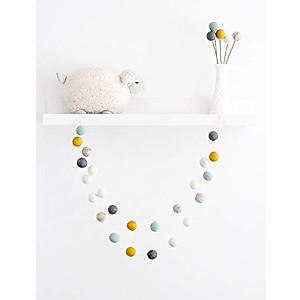 "Tranquil Mint" Adjustable Handmade Felt Ball Garland by Sheep Farm Felt- Mint Pom Pom Garland. 1 inch balls. 7 feet. 28 felt balls