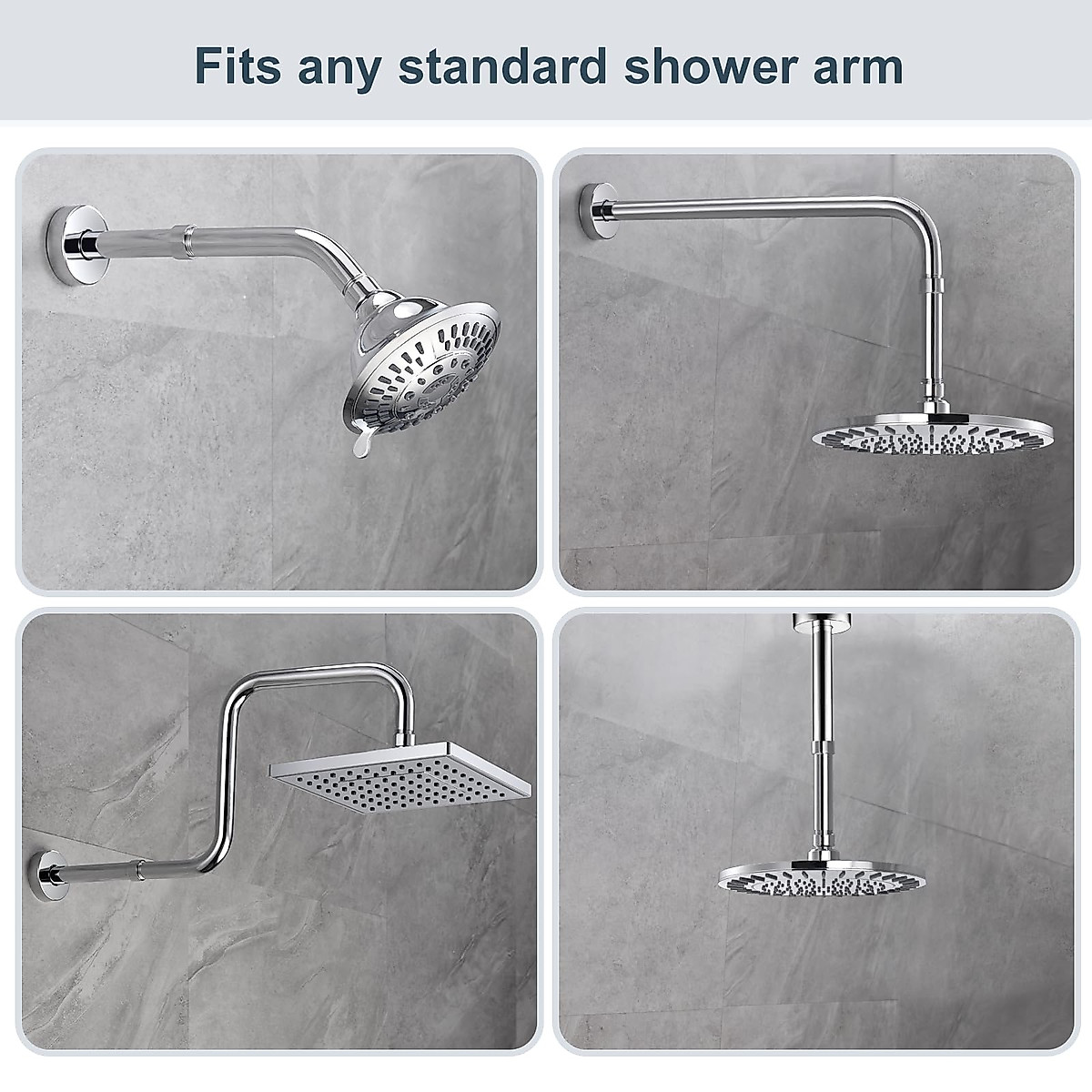 BRIGHT SHOWERS Shower Arm Extender for Rain and Handheld Shower Head, 4 Inch Shower Head Extension Arm, Shower Pipe Extension for Extending or Lowering Showerhead, Chrome