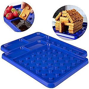 Building Brick Electric Waffle Maker with 2 Construction Eating Plates- Cook Fun, Buildable Waffles or Pancakes in Minutes- Revolutionize Breakfast for Kids, Adults- Stack & Build on Serving Dishes
