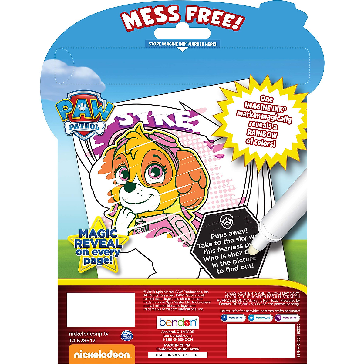 Nickelodeon PAW Patrol 20-Page Imagine Ink Coloring Book with 1 Mess Free Marker Bendon 38709