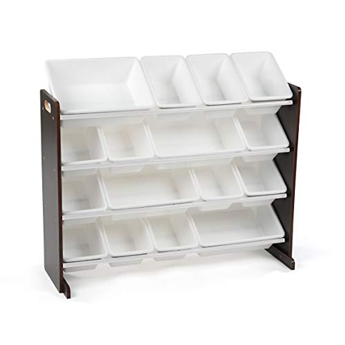 Humble Crew Extra-Large Toy Organizer, 16 Storage Bins, Espresso/White &, Espresso/White Kids Book Rack Storage Bookshelf, 4 Tiers