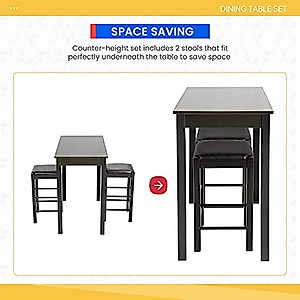 Dining Room Table Set for Small Spaces Furniture Set for Kitchen, Bar,Solid Wood Counter-Height Set Include 2 stools Kitchen Table Dining Table Set Bistro Table Set bar Table and Chairs Set