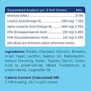Omega 3 Fish Oil for Dogs Chews - Omega 3 for Dogs Shedding and Itchy Skin Relief for Dog Dry Skin and Hot Spots, EPA and DHA Fatty Acids, Dog Skin and Coat Supplements - 180 Chews