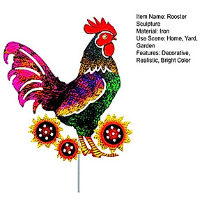 Altsuceser Metal Rooster Statues, Outdoor Garden Chicken Decor, Chicken Ornaments Yard Art for Backyard Patio Lawn Decorations D