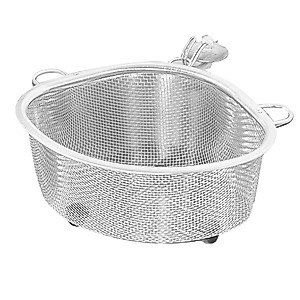 JOROBURO Triangle Sink Strainer Basket, Stainless Steel Space Saving Sink Drainer Basket, Colander Strainer Basket Strainer Sink Strainer, Food Waste Filter and Vegetables Fruits Clean