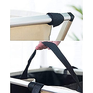 WANYU 125L Laundry Hamper 2 Section Basket Bin Washing Storage Bag Folding Hamper Sorter Aluminum X-Frame Cloth Organizer Durable for Bathroom Home with Carrying Handle (White+Grey)