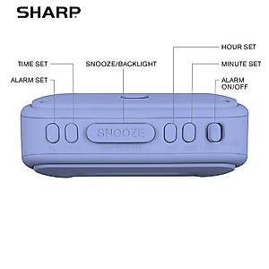 SHARP Digital Alarm Clock – Tactile Plastic Case with Soft Rubberized Finish - Battery Operated – Blue Backlight on Demand – Ascending Alarm – Easy to Use – Charcoal Black