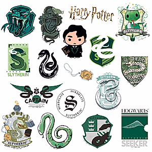 Harry Potter Slytherin Theme Sticker Pack Die Cut Vinyl Large Deluxe Stickers Variety Pack - Laptop, Water Bottle, Scrapbooking, Tablet, Skateboard, Indoor/Outdoor - Set of 50