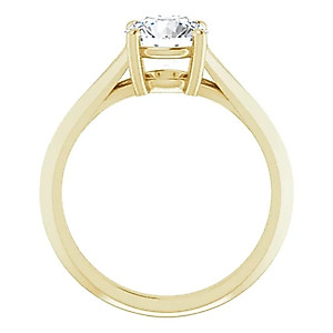 10K Solid Yellow Gold Handmade Engagement Ring 1.0 CT Round Cut Moissanite Diamond Solitaire Wedding/Bridal Ring Set for Women/Her Propose Ring (6)
