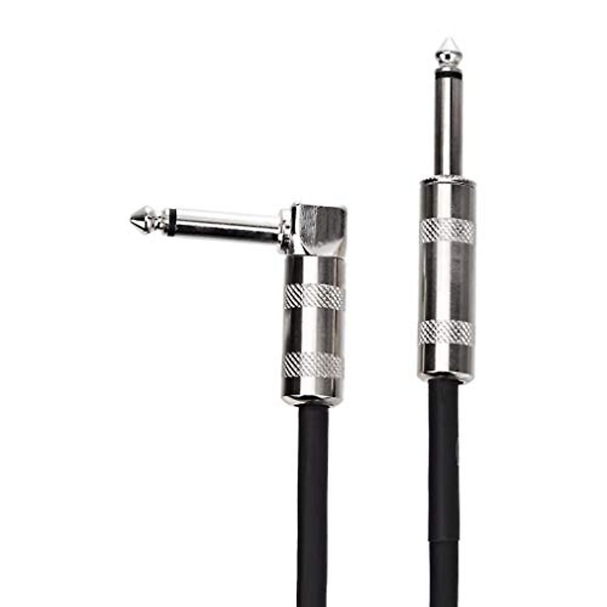 Amazon Basics 1/4 Inch Right-Angle Instrument Auxiliary Cable, 20 Foot, Black